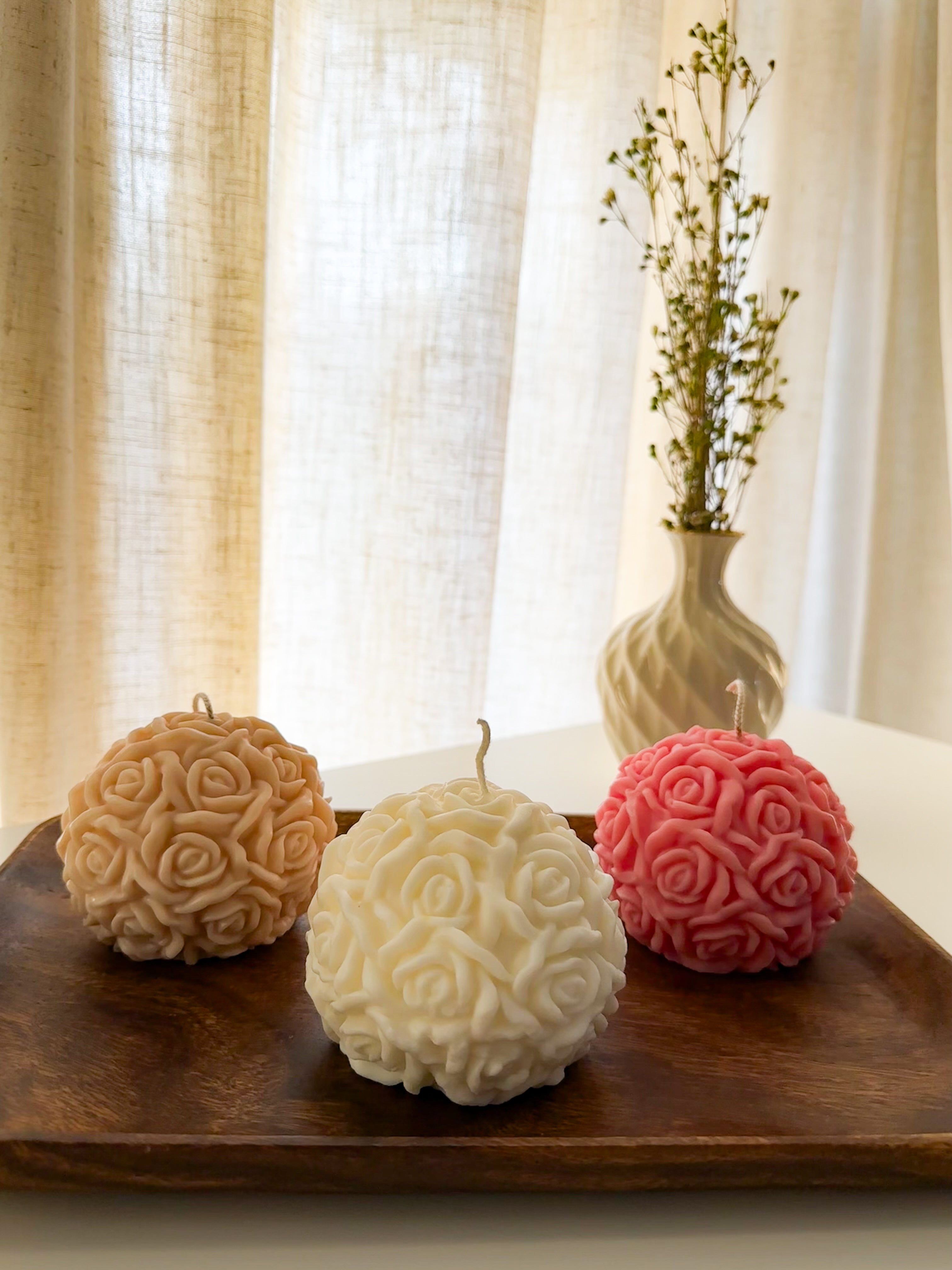 Rose Ball Candle – Mind Body and Candles